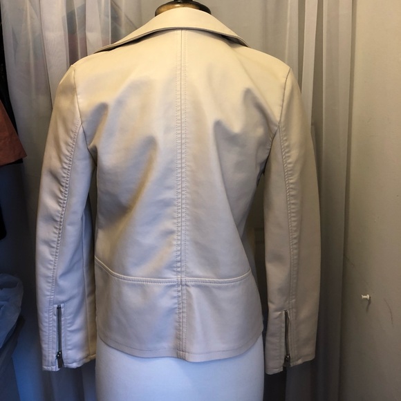 Zara | Jackets & Coats | Zara Faux Leather Cream Jacket | Poshmark